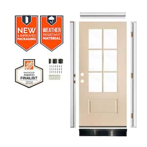 Krosswood Doors 36in.x79in. Farmhouse 6-Lite Clear Glass LH Bourbon ...