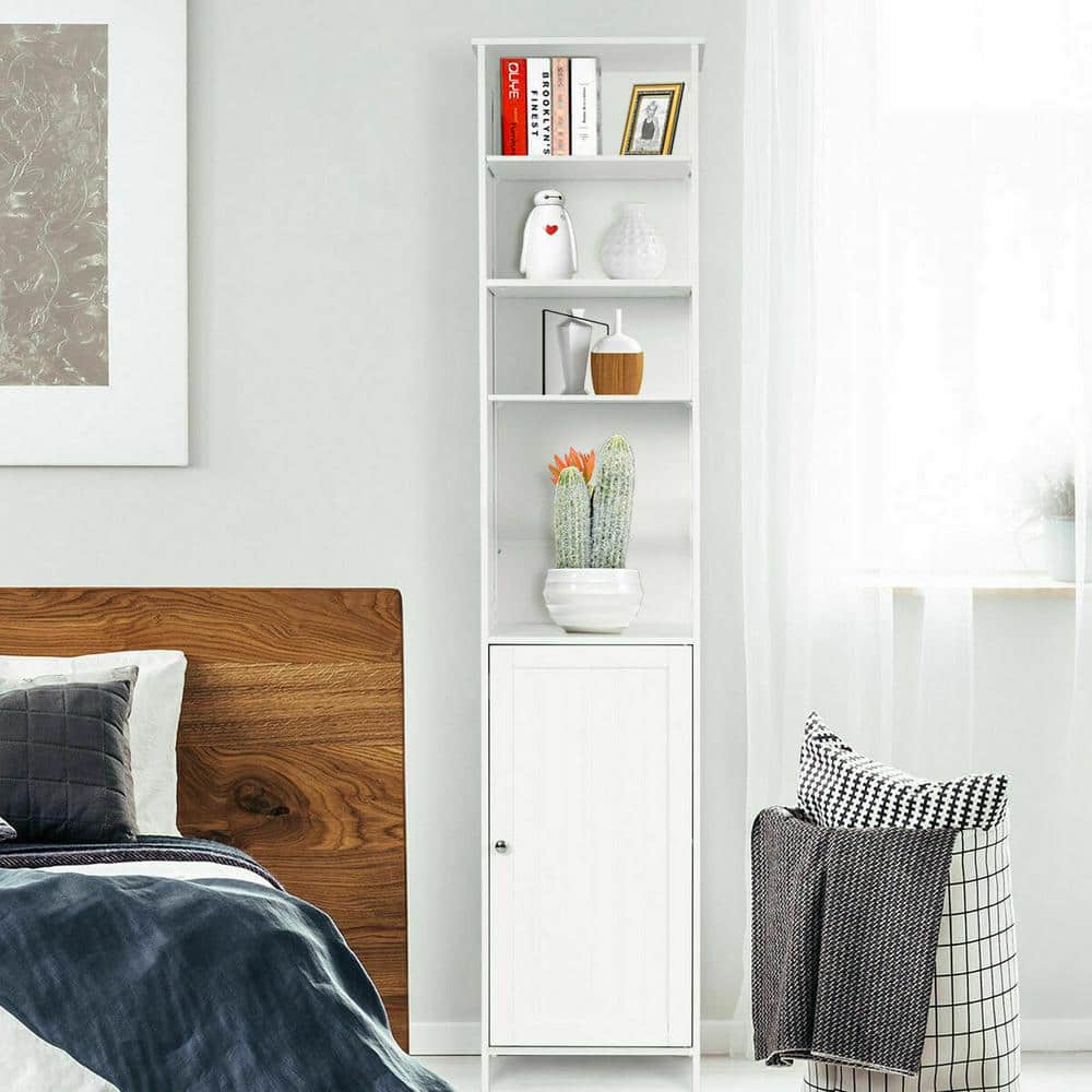 Costway 13.5 in. W Bathroom Tall Floor Storage Cabinet Free Standing ...