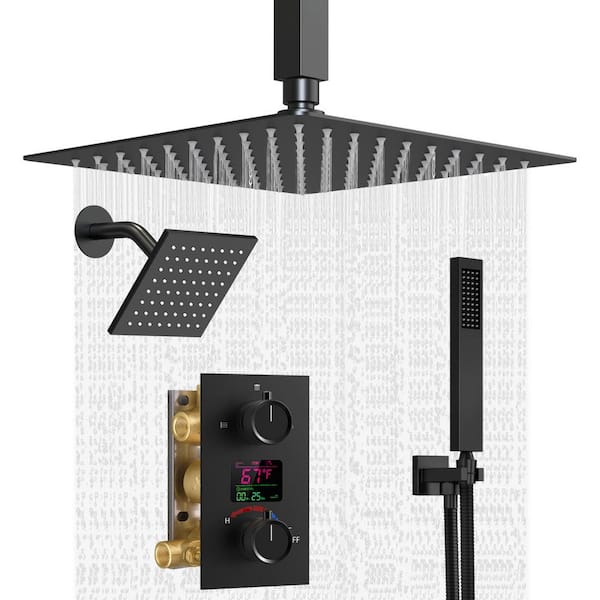 EVERSTEIN 3-spray Dual Shower Head and Handheld Shower Head with LCD ...