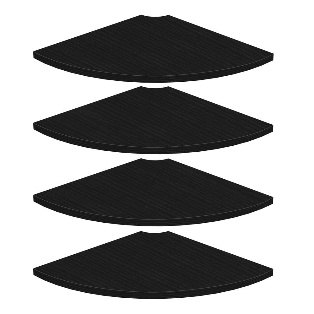 12 in. W x 12 in. D Black Corner Shelf Set of 4,4 Tier Rounded Corner ...