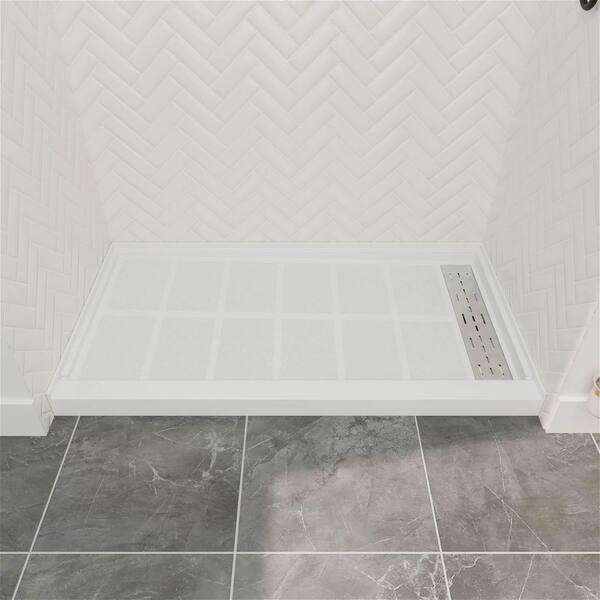 JACUZZI CAYMAN 60 in. L x 32 in. W Alcove Shower Pan Base with Right ...