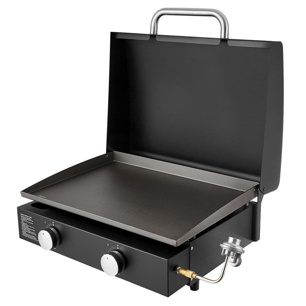 VEVOR Gas Griddle 2 Burner Tabletop, 22 in. Griddles Propane with Lid ...