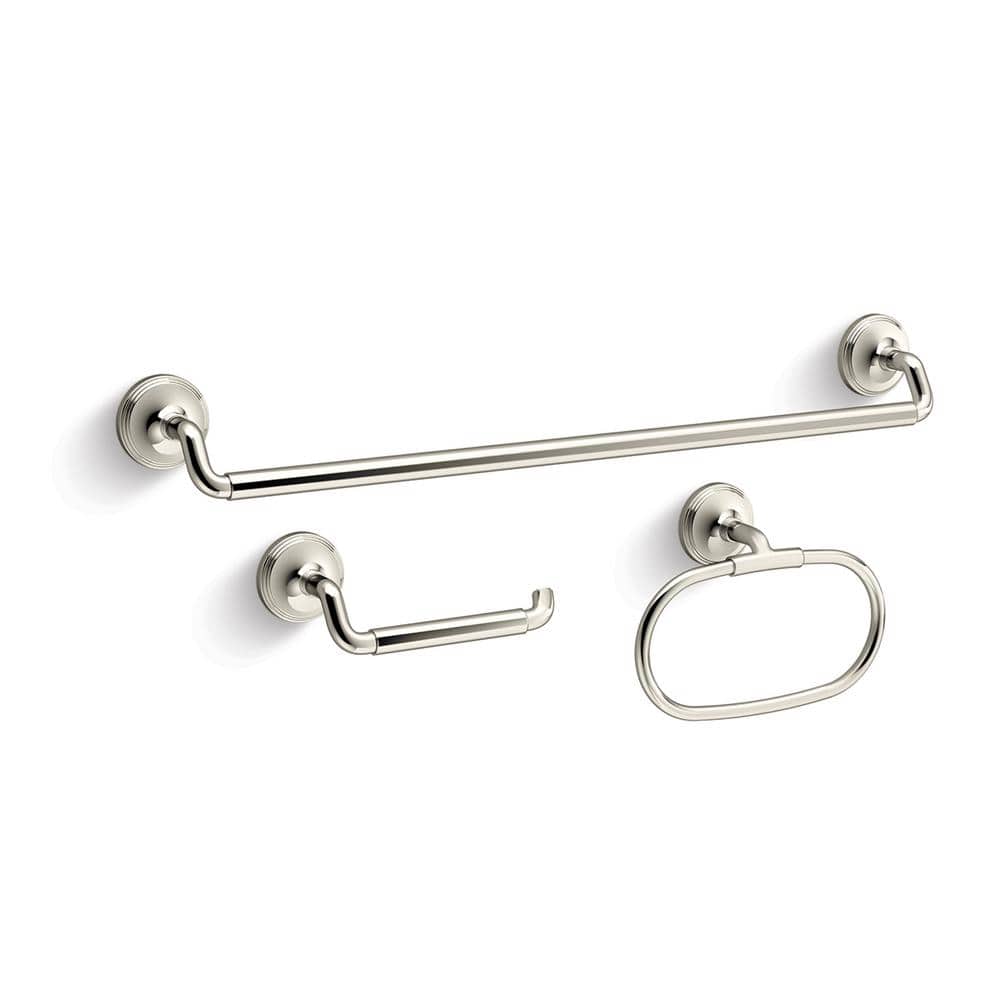 KOHLER Paces 3-Piece Bath Hardware Set with Towel Bar, Toilet Paper ...