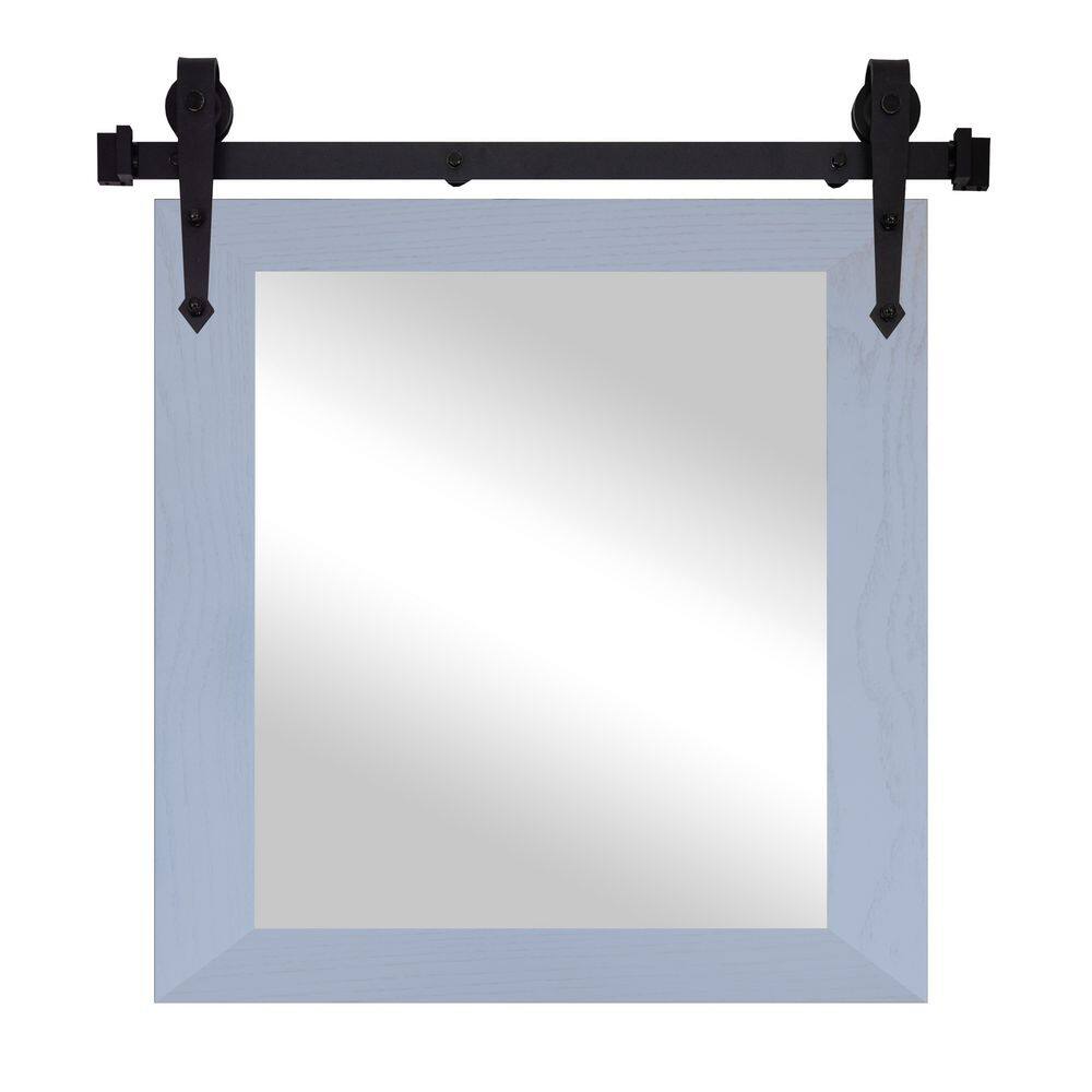 Rayne Mirrors (33 in. W x 40 in. H) Gray Oak Hardwood Mirror With Steel ...