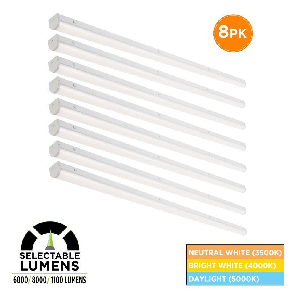 Commercial Electric 8-Pack 8 ft. Commercial Integrated LED White Strip ...