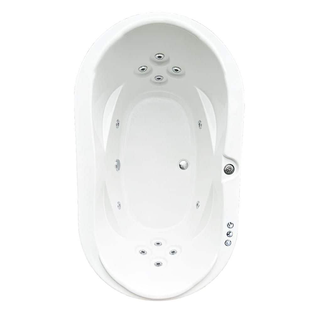 Comfortflo Premier 73 in. x 43 in. Acrylic Oval Drop-in Whirlpool ...