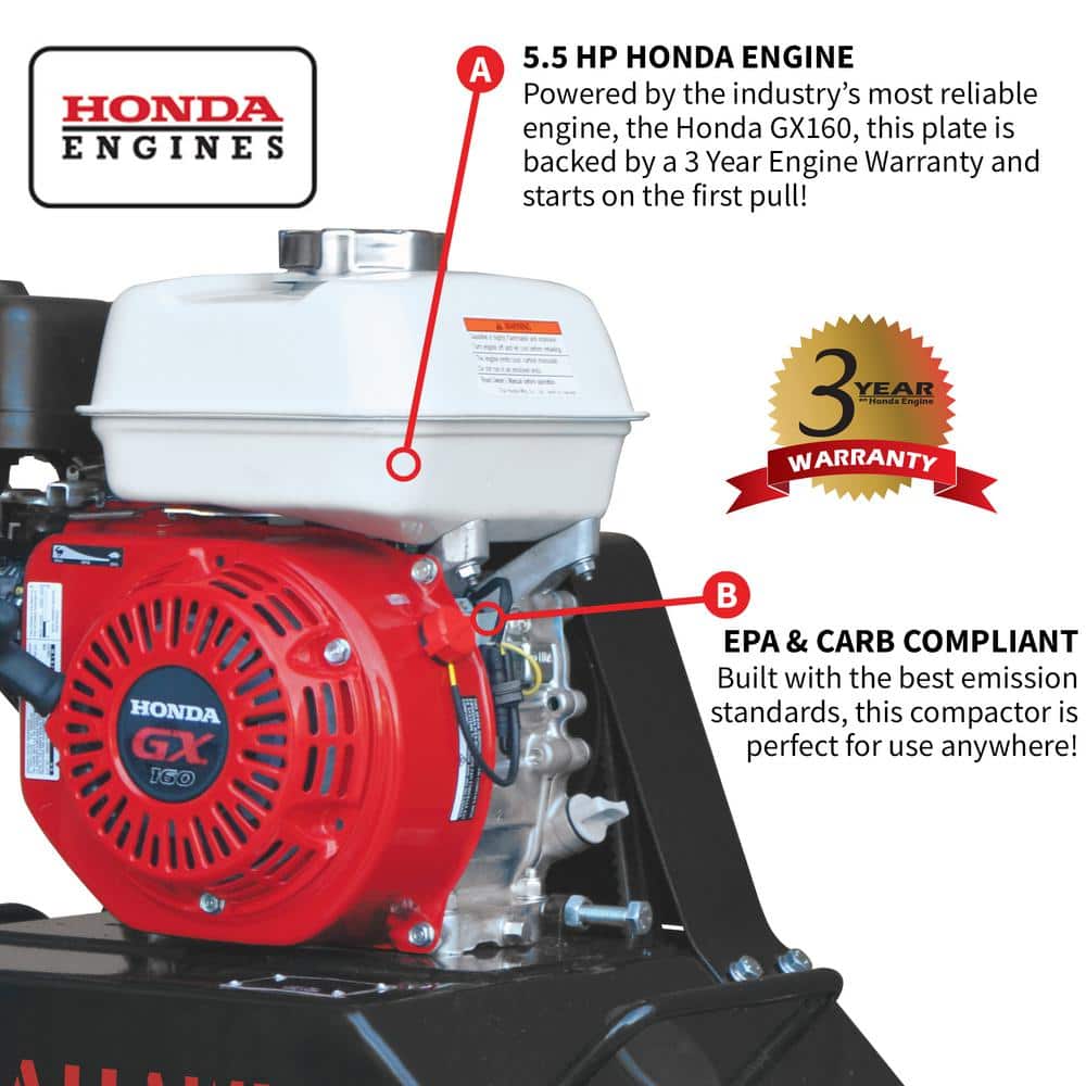 Buy 5.5 HP Honda Powered Gas Plate Compactor for Asphalt, Soil ...