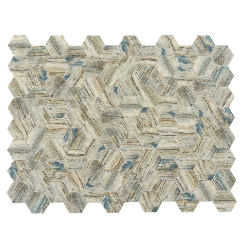 Apollo Tile Blue Beige 4 in. x 5 in. Matte Finished Hexagon Marble ...