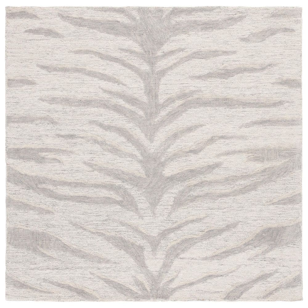 SAFAVIEH Ebony 6 ft. x 6 ft. Gray/Ivory Zebra Striped Square Area Rug ...