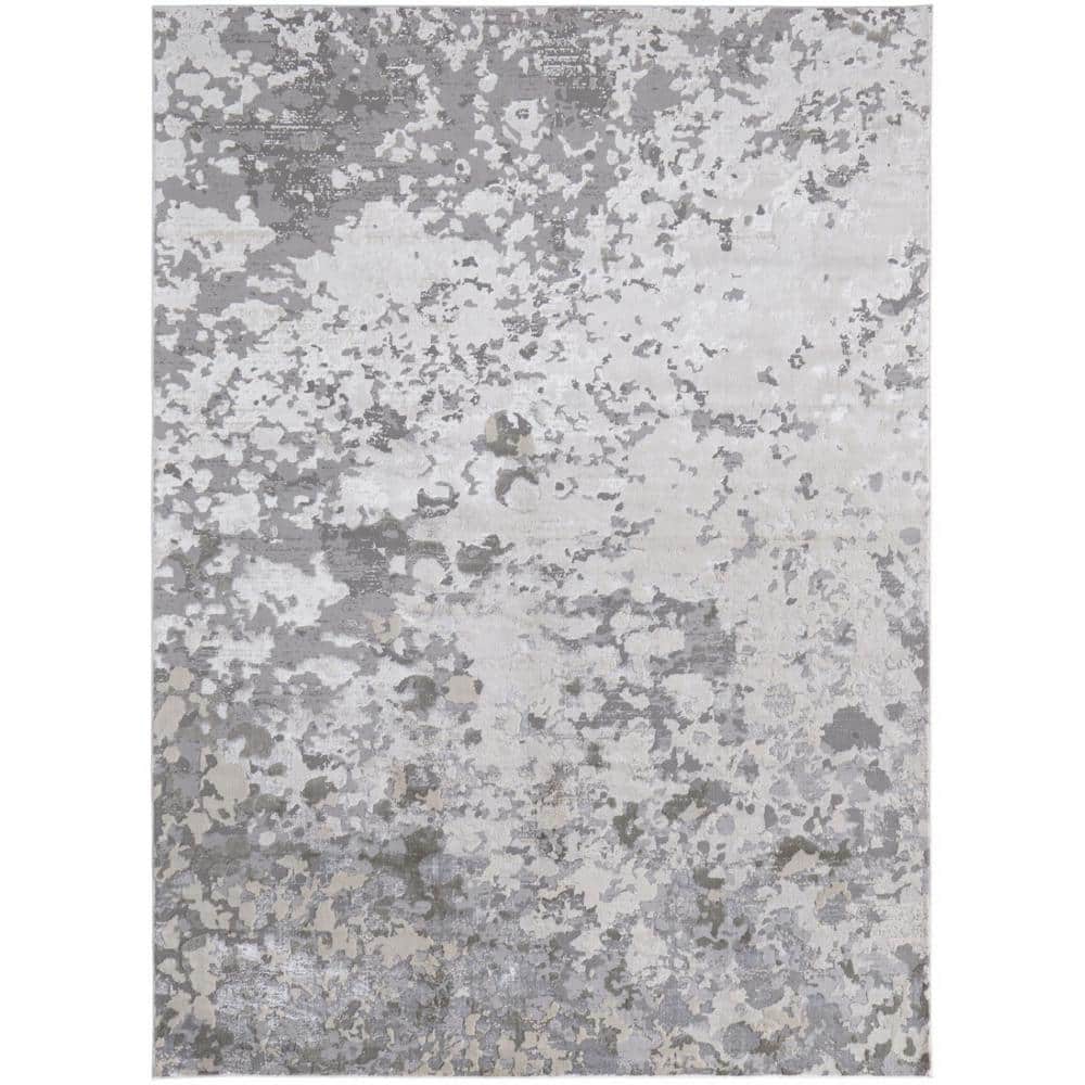 HomeRoots Silver Gray and White 2 ft. x 3 ft. Abstract Area Rug ...