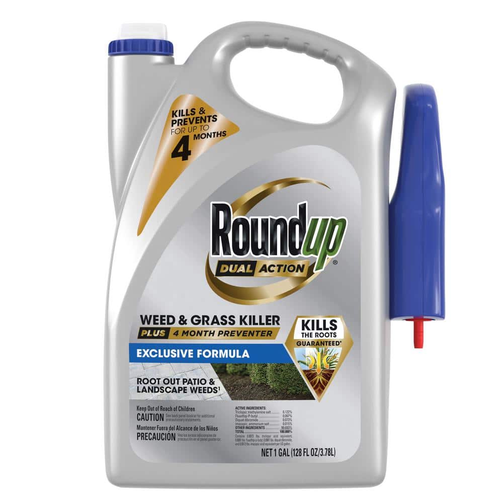 Roundup 1 gal. Dual Action Weed and Grass Killer Plus 4-Month Preventer ...