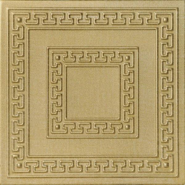 A La Maison Ceilings Greek Key Light Brass 1.6 ft. x 1.6 ft. Decorative ...