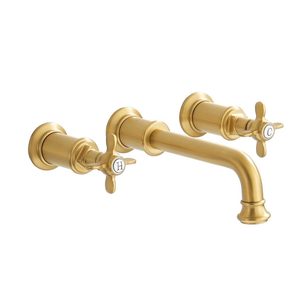 CASAINC Classic European Double Handle Wall Mounted Bathroom Faucet in ...