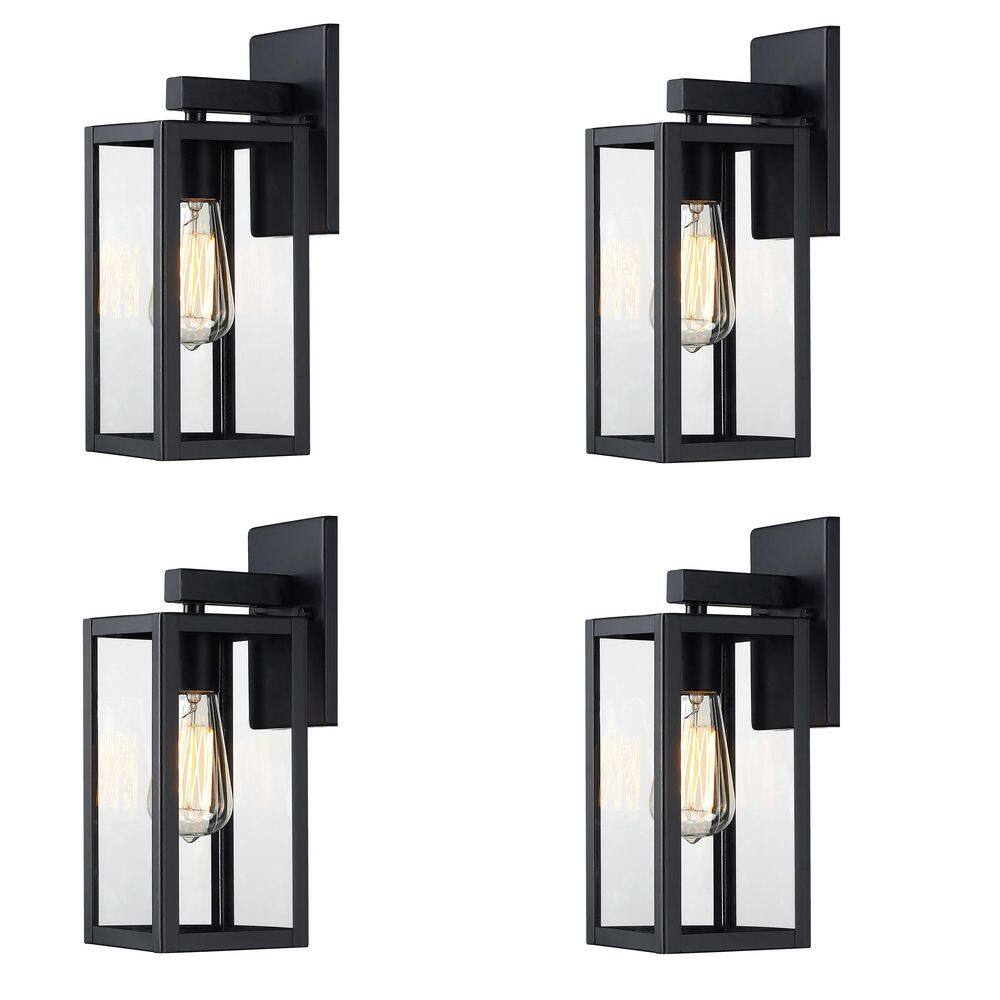 Hukoro Martin 13 in. 1-Light Matte Black Outdoor Wall Lantern Sconces ...