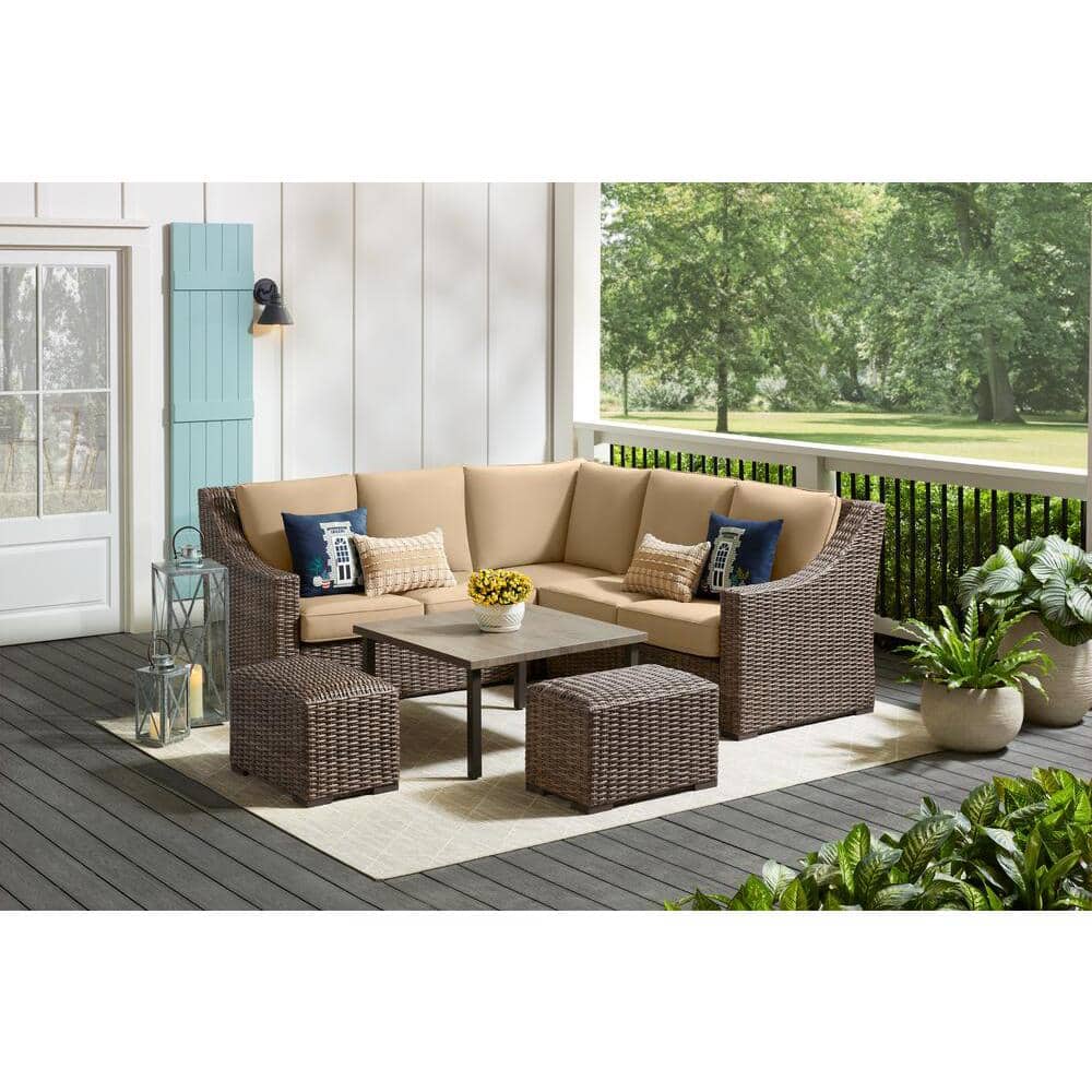 Reviews for Hampton Bay Rock Cliff 6-Piece Brown Wicker Outdoor Patio ...
