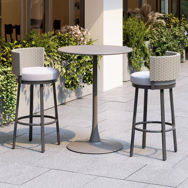 ZUO Soleil Outdoor Collection Taupe Round Steel Outdoor Bar Table 704036
