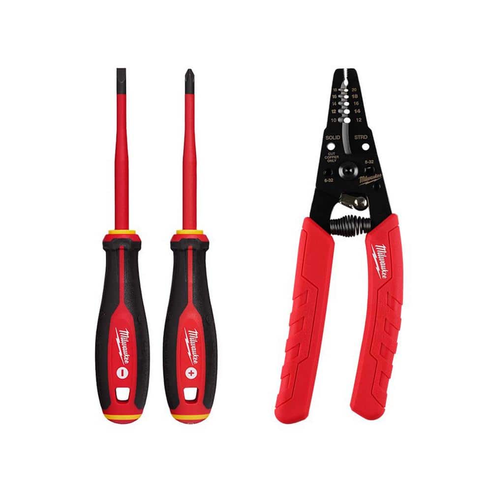Milwaukee 1000-Volt Insulated Slim Tip Screwdriver Set with 10-18 AWG ...