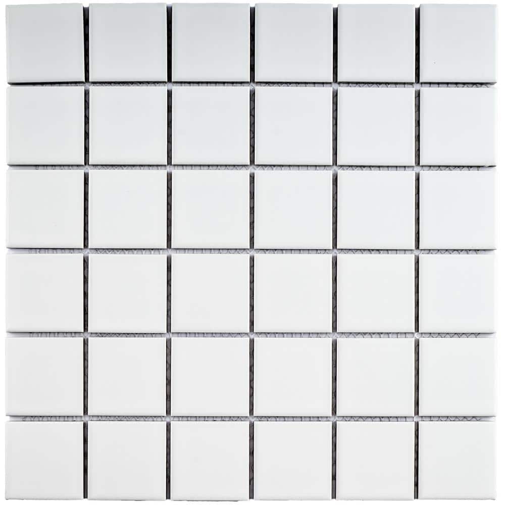 MOLOVO Porcetile White 12.05 in. x 12.05 in. Squares Matte Porcelain ...