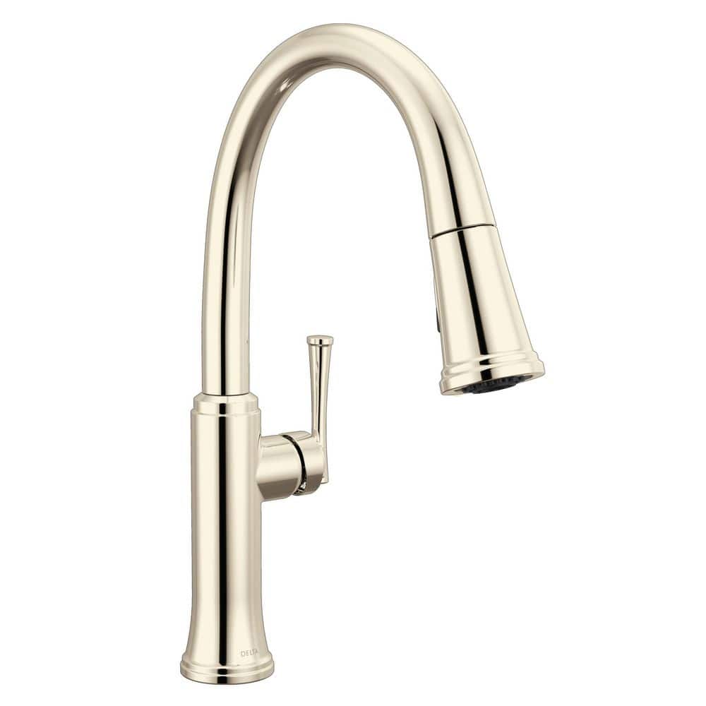Delta Eldridge Polished Nickel 16.81 in. H Pull Down Sprayer Kitchen ...
