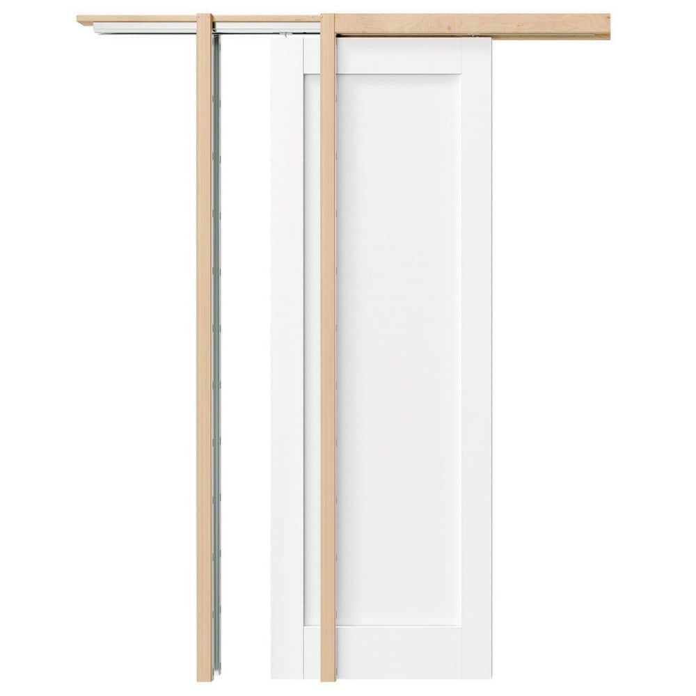 TENONER 24 in. x 80 in. 1 Panel, Solid Core, DIY Painted, White Primed ...