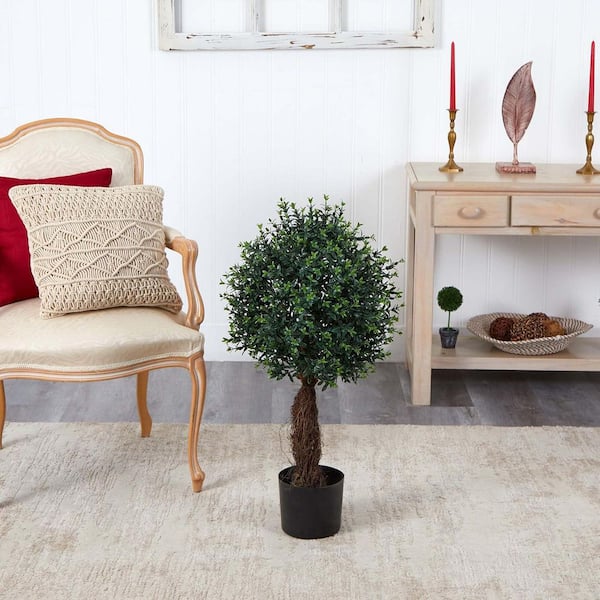 2.9 ft. Artificial Boxwood Tree in Black Pot for Indoor/Outdoor 1 in ...