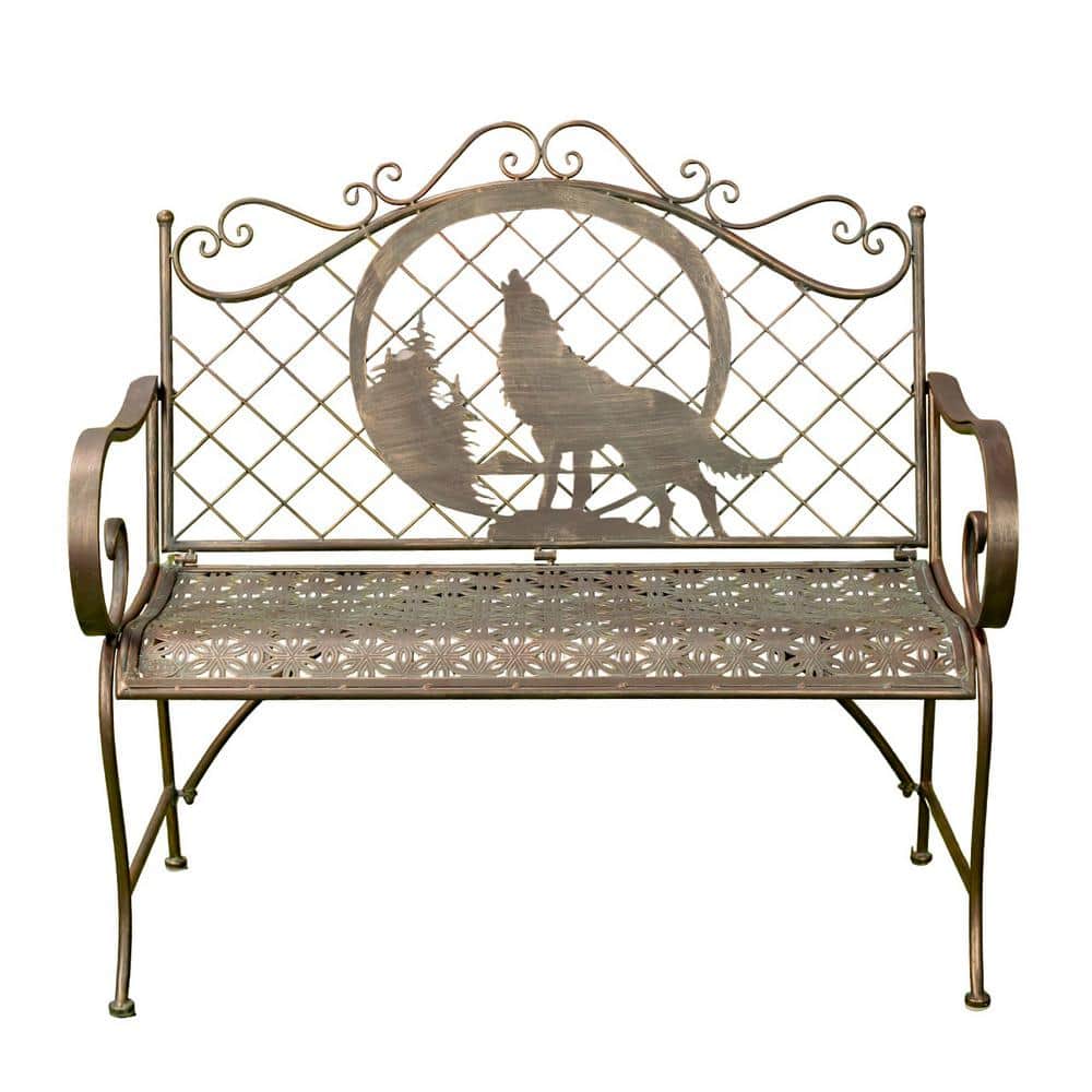 Zaer Ltd. International 43.7 in. W 2-Seater Antique Bronze Metal ...