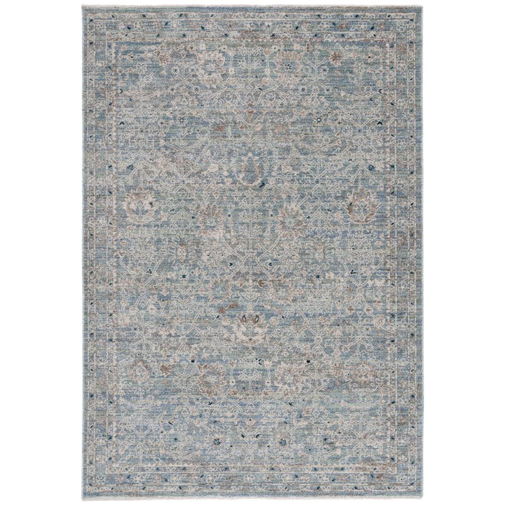 SAFAVIEH Antique Patina 5 ft. x 8 ft. Blue/Ivory Border Floral Area Rug ...