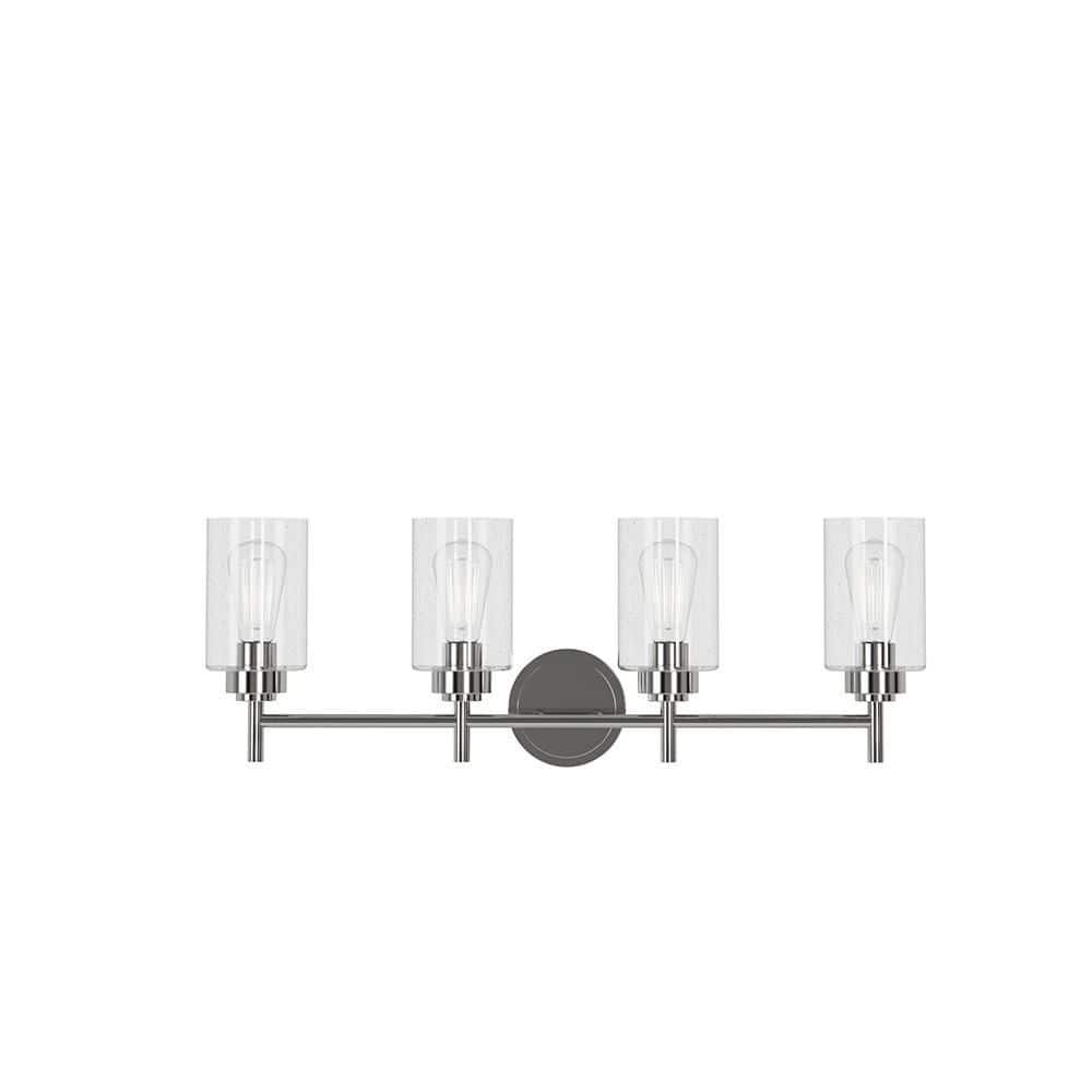 LumLight Wexton 28.25 in. Plug and Play 4-Light Brushed Nickel Vanity ...
