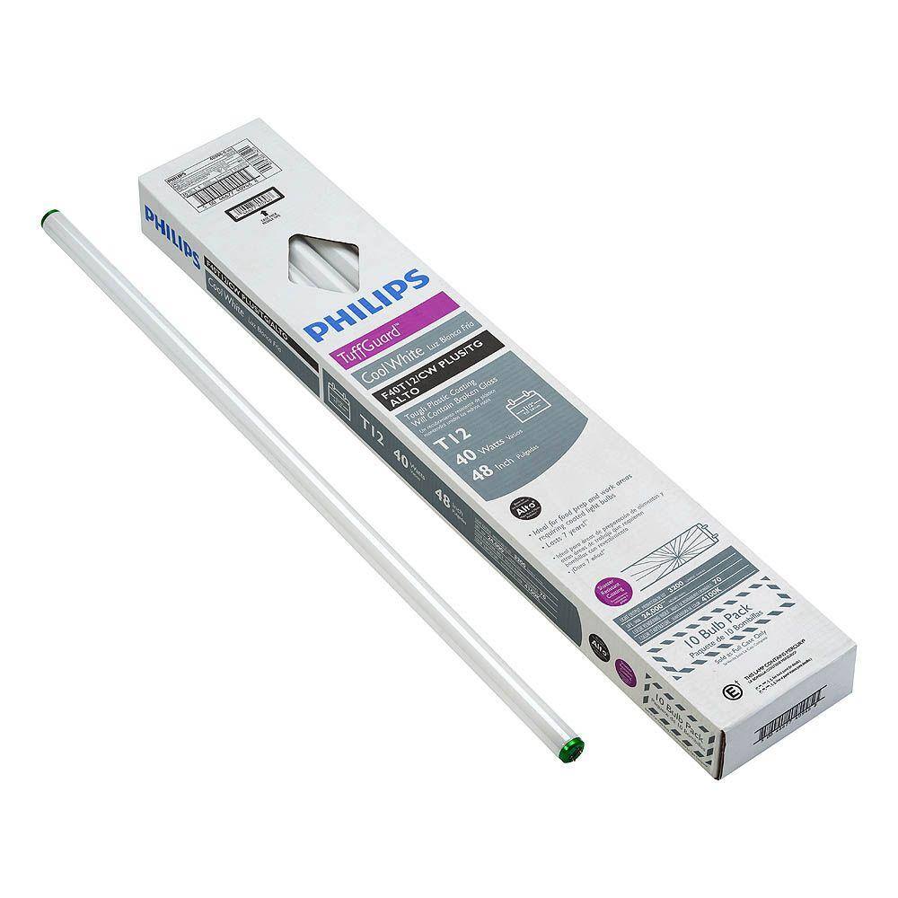 Philips 40-Watt4 ft. Tuff Guard Linear T12 Fluorescent Tube Light Bulb ...