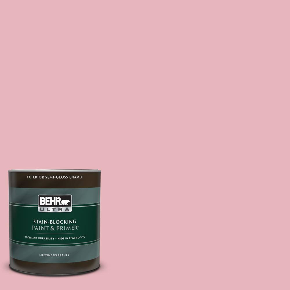 BEHR ULTRA 1 qt. #110C-2 Colonial Rose Semi-Gloss Enamel Exterior Paint ...