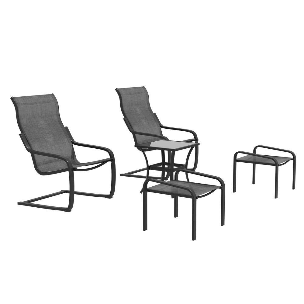 Kahomvis Grey 5-Piece Outdoor Patio Wicker Furniture Set All Weather ...