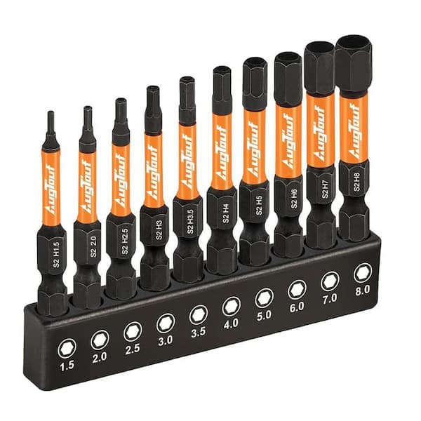 20pc Metric SAE S2 Steel Impact Hex Allen Wrench Drill Bit Set with Magnetism for Impact Driver ...