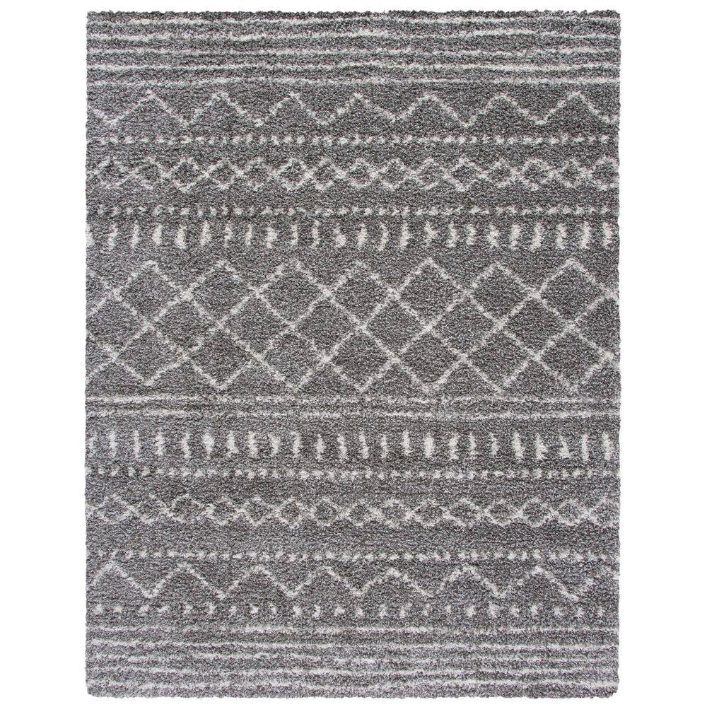 SAFAVIEH Arizona Shag Brown/Ivory 9 ft. x 12 ft. Geometric Lodge Area ...