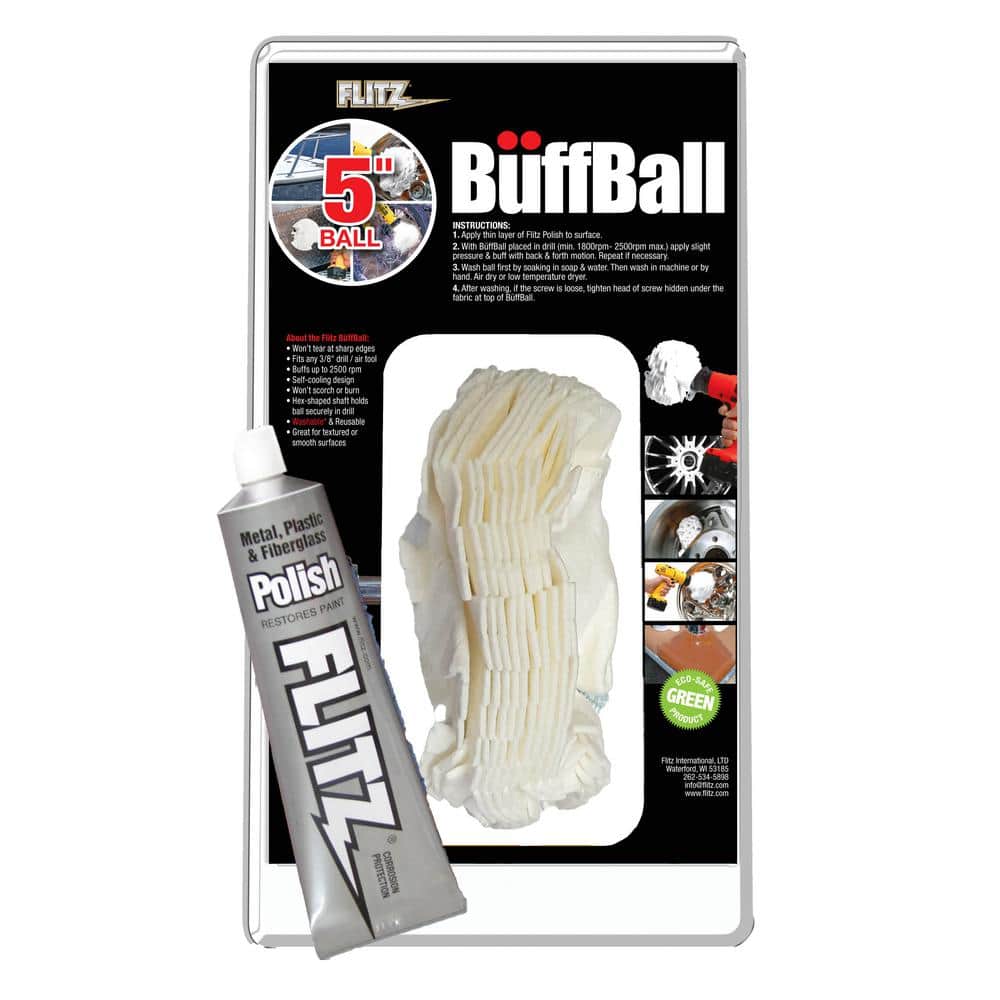 Flitz 5 in. White Large Original Buff-Ball in Clamshell Packaging PB ...