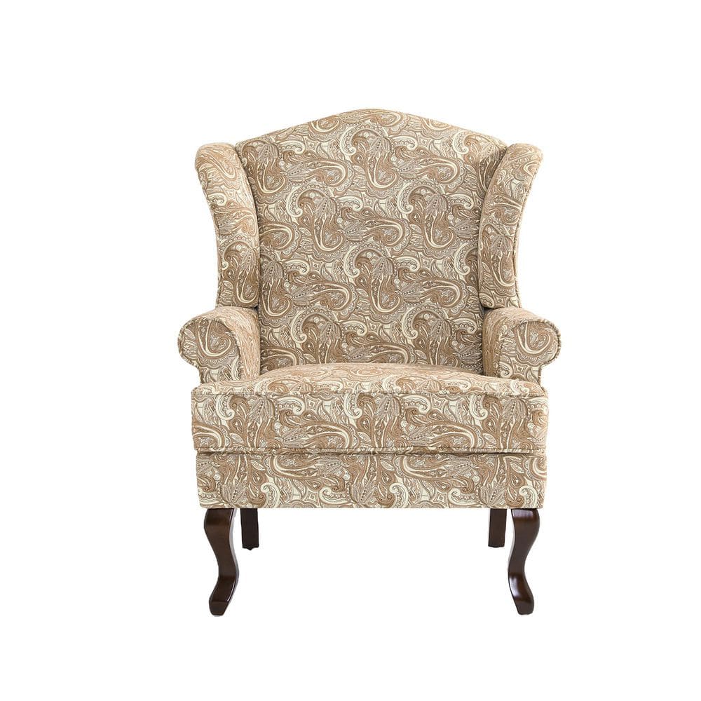 Uixe Mid-Century Retro Style Paisley Sand Linen Upholstered Wingback ...