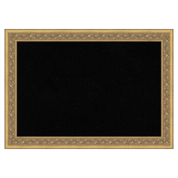 Amanti Art Carter Dark Gold 28 in. x 20 in. Wood Framed Black Cork Memo ...