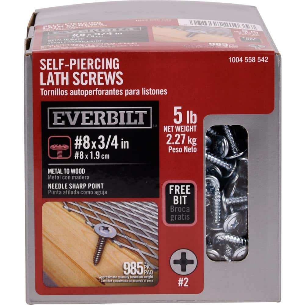 Everbilt #8 x 3/4 in. Self Piercing Lath Screw 5 lbs.-Box (985-Piece ...