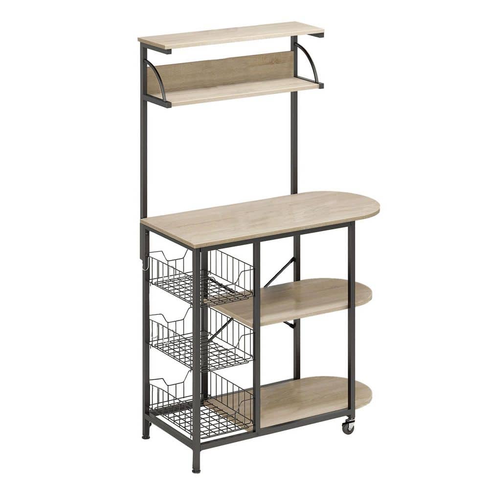 Bestier Oak Multipurpose 4 Tier Kitchen Storage Baker's Rack and Coffee ...