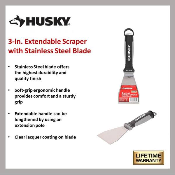 Husky 3 in. Flat Extendable Scraper with Stainless Steel Blade 90985 ...