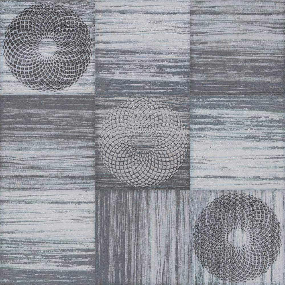 KANTU Moon Silver 6 in. x 6 in. Textured Decorative Ceramic Wall Tile ...