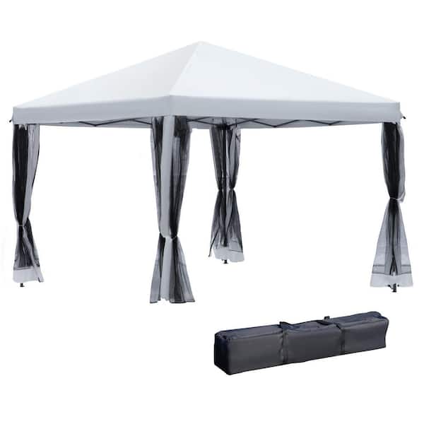 Otryad 10 ft. x 10 ft. Pop Up Canopy Tent with Netting, Instant Gazebo ...