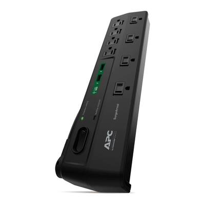 APC Black SurgeArrest 8 ft. Surge Protector with 11 outlets, 2 USB ...