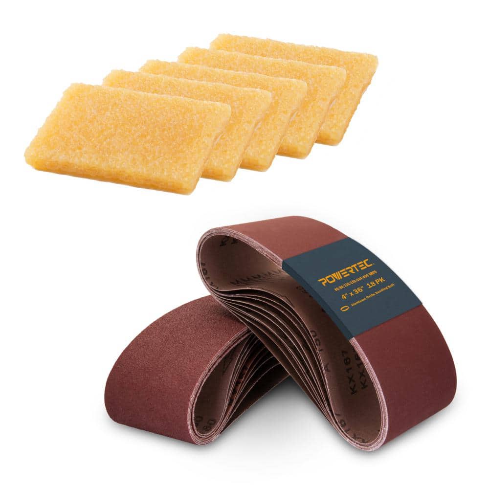 ‎POWERTEC 4 in. x 36 in. Aluminum Oxide Sanding Belts Assortment (18PK ...