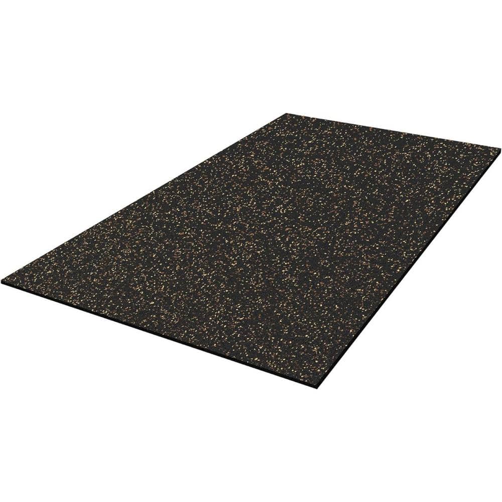 FLOORINGINC Brown Recycled Rubber 4 ft. W x 6 ft. L x 3/8 in. T Gym E ...