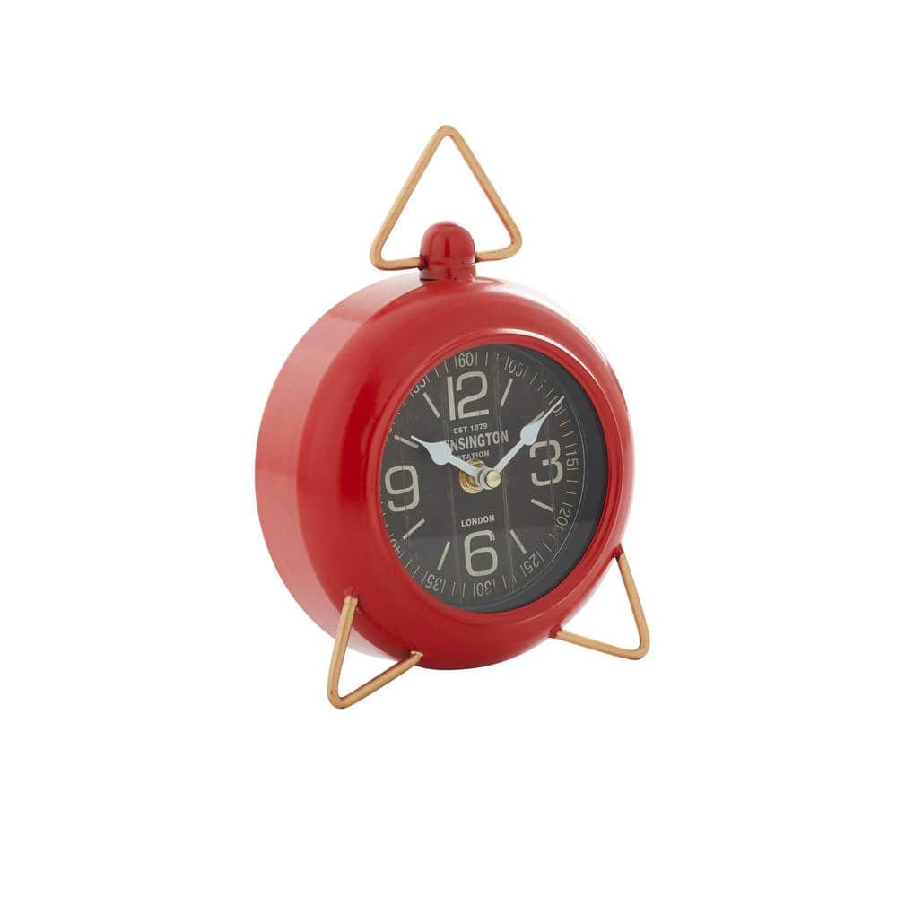 Litton Lane Red Farmhouse Metal Analog Clock 042146 - The Home Depot