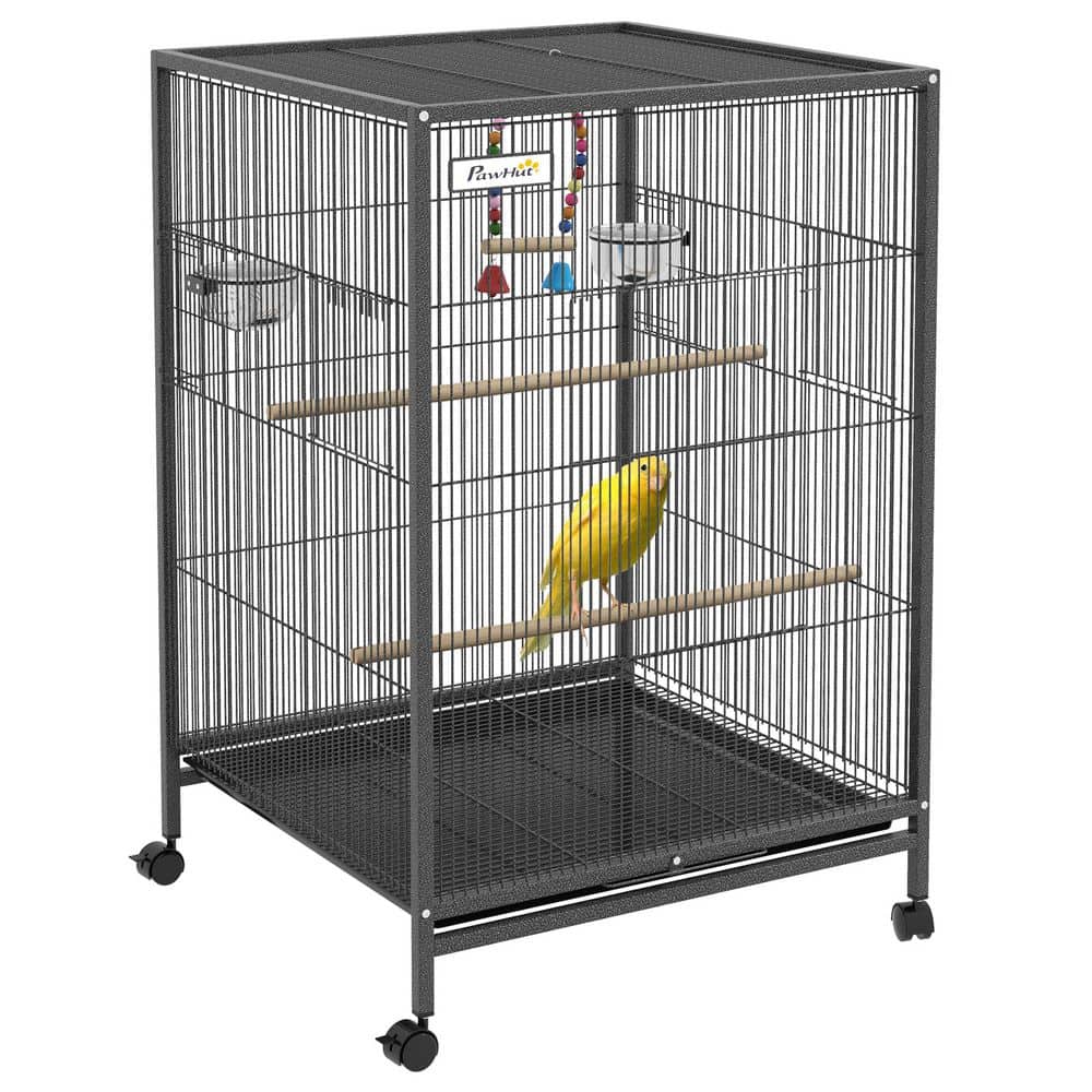 ECOCHIC SPACES INC Premium Gray Steel Parrot Cage with Playground ...