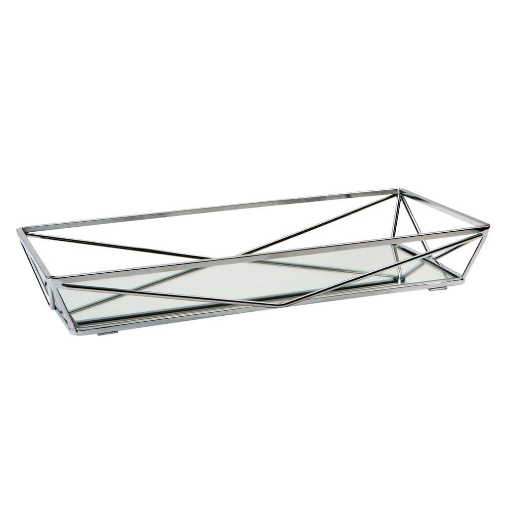 Home Details Large Geometric Mirrored Vanity Tray in Chrome 26419-CHR ...