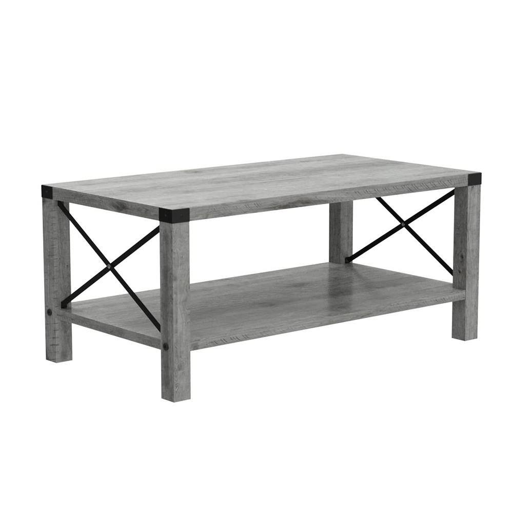 Asucoora Giltner 41 in. Gray Rectangle Particle Board Coffee Table with ...