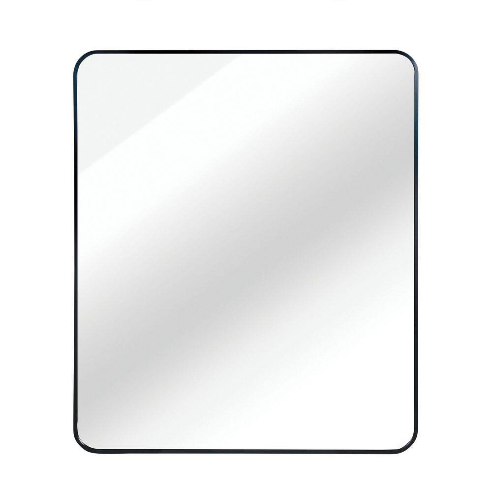 Sarlai 36 x 30 inch Black Rectangle Framed Wall Mount Mirror Bathroom ...