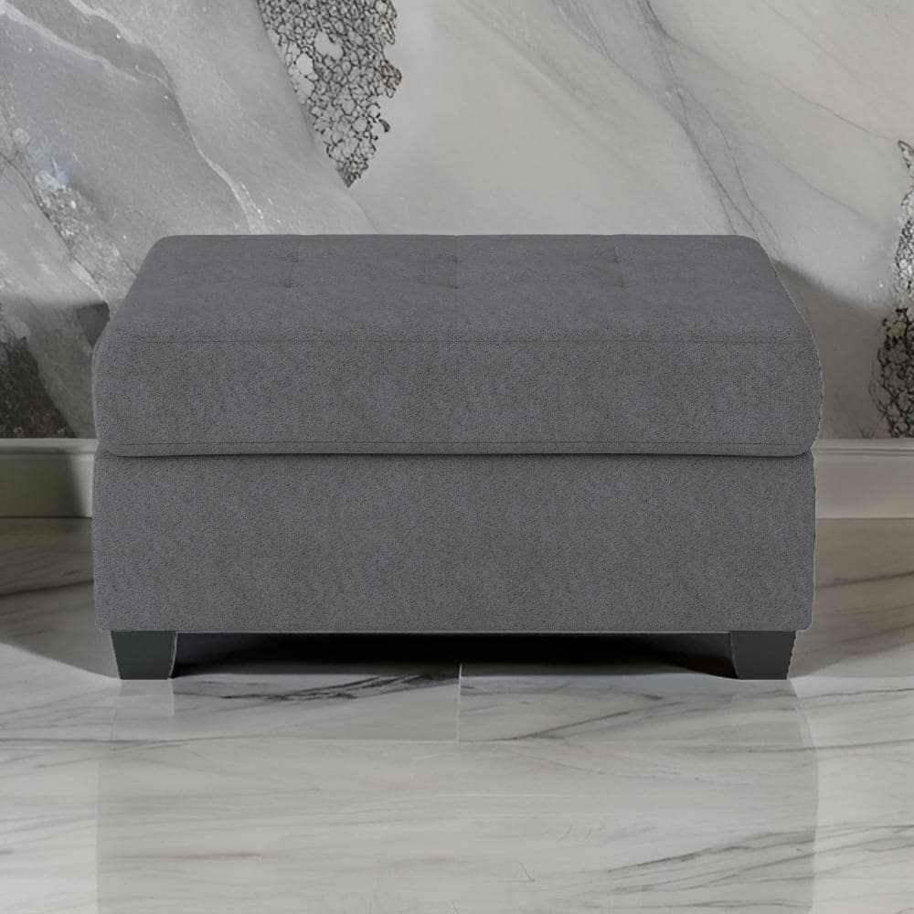 Benjara Gray and Black Microfiber Rectangle Storage Ottoman Medium BM316767 - The Home Depot